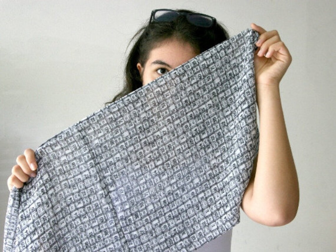 Number Print Scarf Ruler Infinity Scarf Grey and White Loop Scarf ...