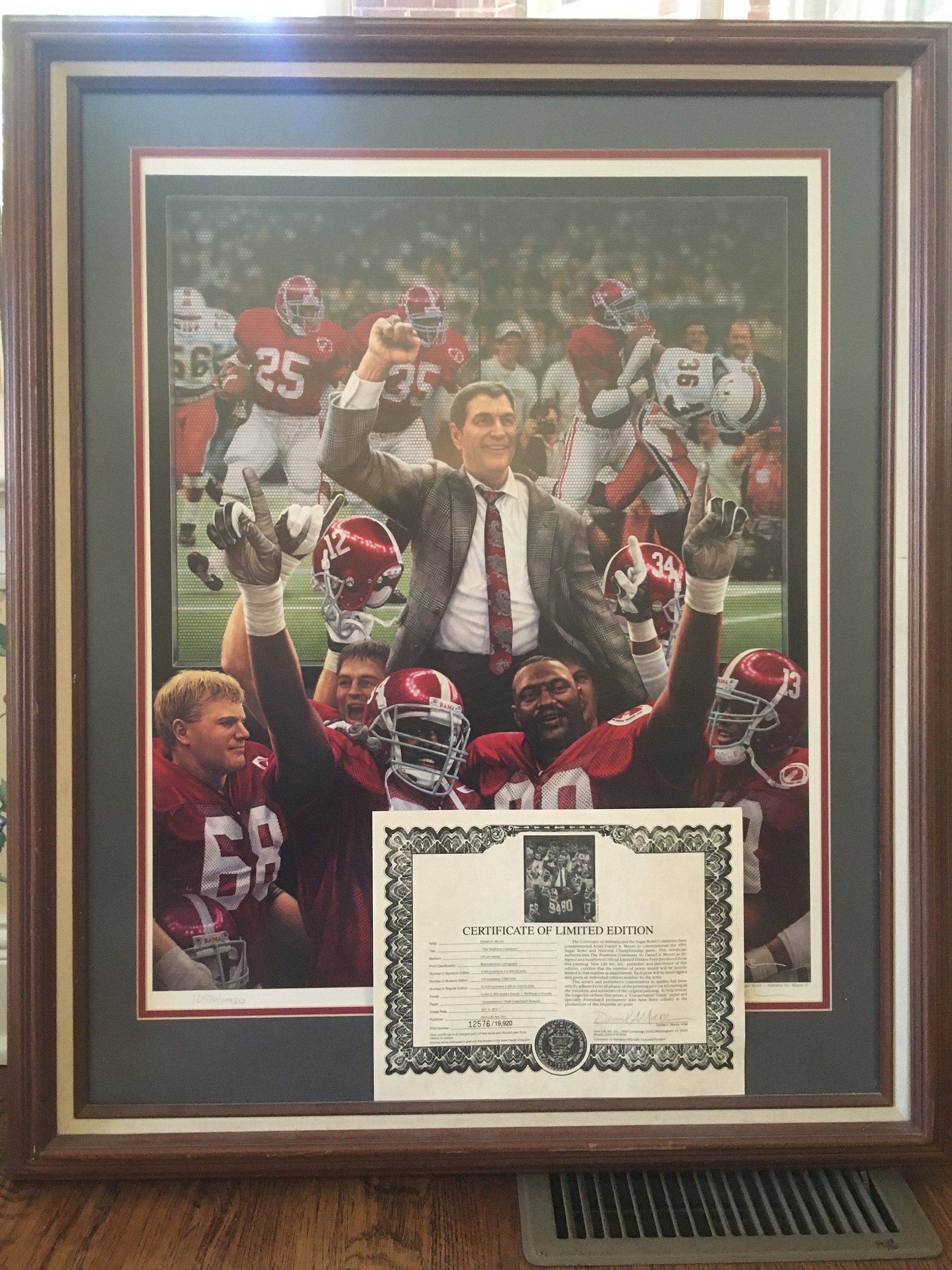 Alabama Football Gene Stallings Framed Artwork | Daniel Moore Print ...