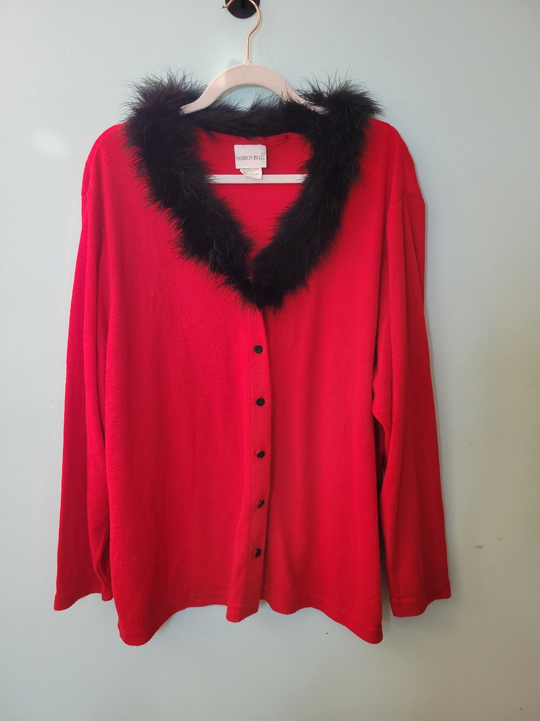 Fashion Bug Vintage Plus 90's Y2K Feather Collar Cardigan - Etsy