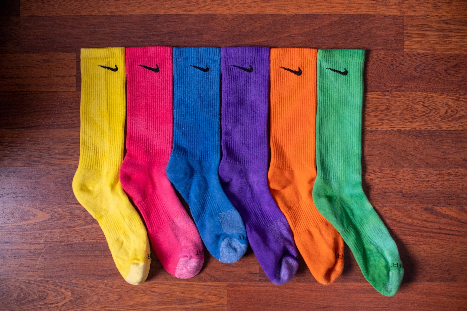 Nike Tie Dye Multi Colored Socks 1 6 Pair Bundle Yellow Etsy