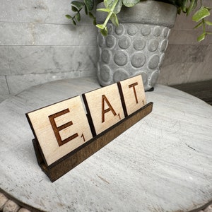 Mini Scrabble Tiles, Farmhouse Decor, Tiered Tray Decor, Wood Scrabble ...