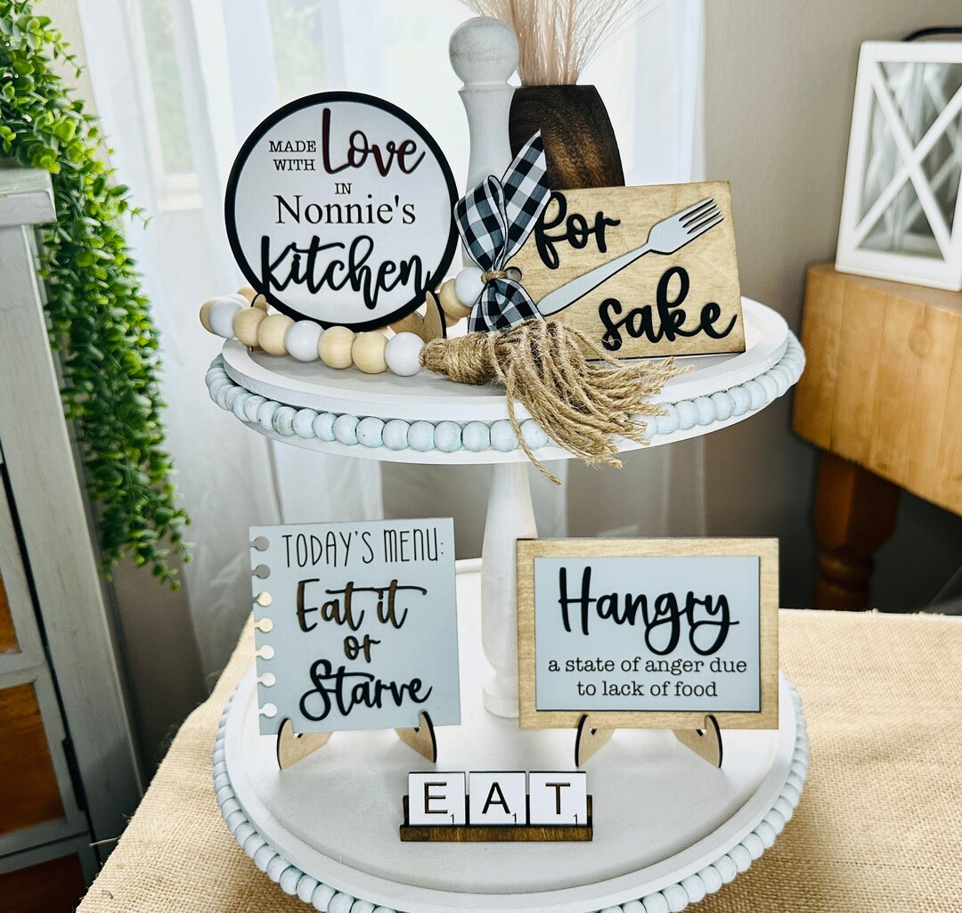 Farmhouse Kitchen Decor, Tiered Tray Decor, Funny Kitchen, Personalized ...