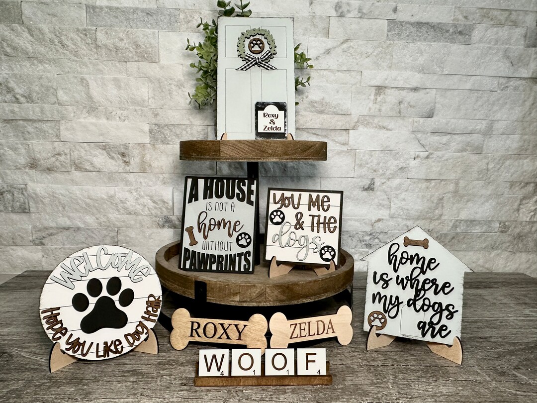 Dog Themed Tiered Tray Decor, Personalized Dog Signs, Dog Mom Gifts ...