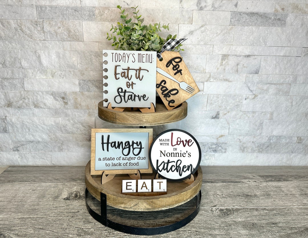 Farmhouse Kitchen Decor Tiered Tray Decor Funny Kitchen - Etsy