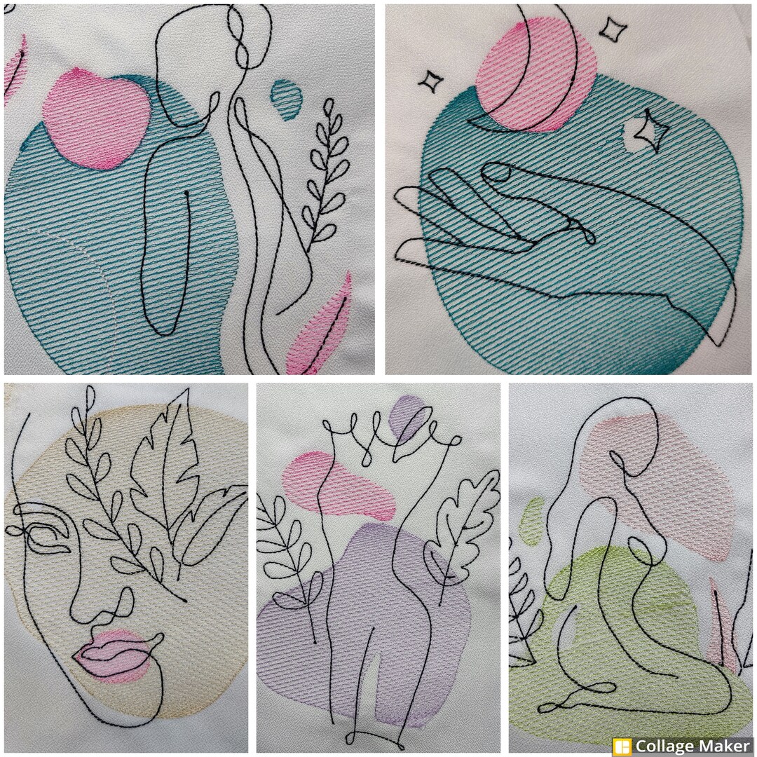 COMPLETE SET, Save Big, Seven Embroidery Designs! Continuous Line ...