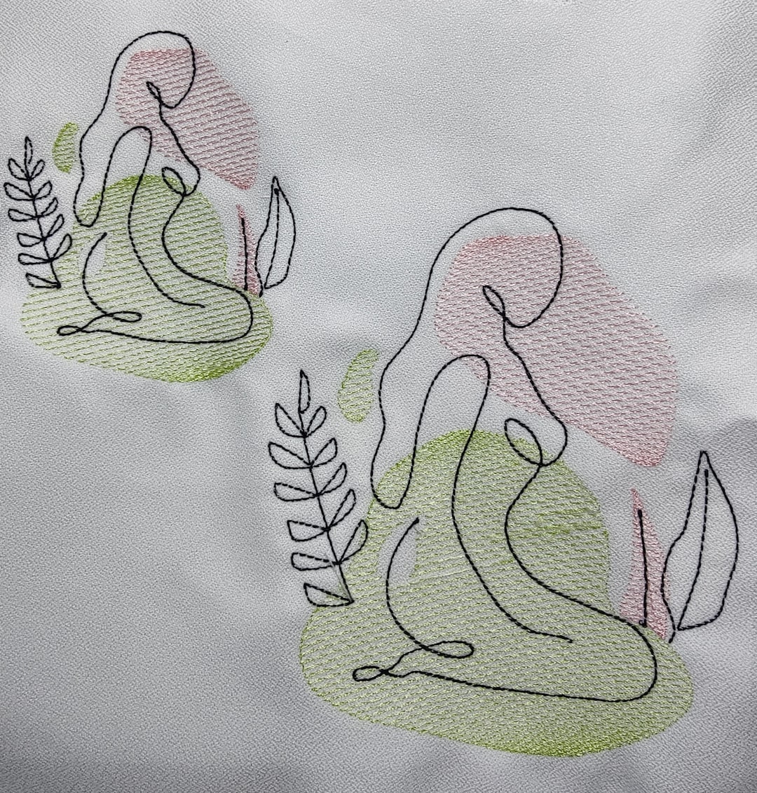 Continuous Line Embroidery Design, Woman Kneeling Sketch Embroidery ...