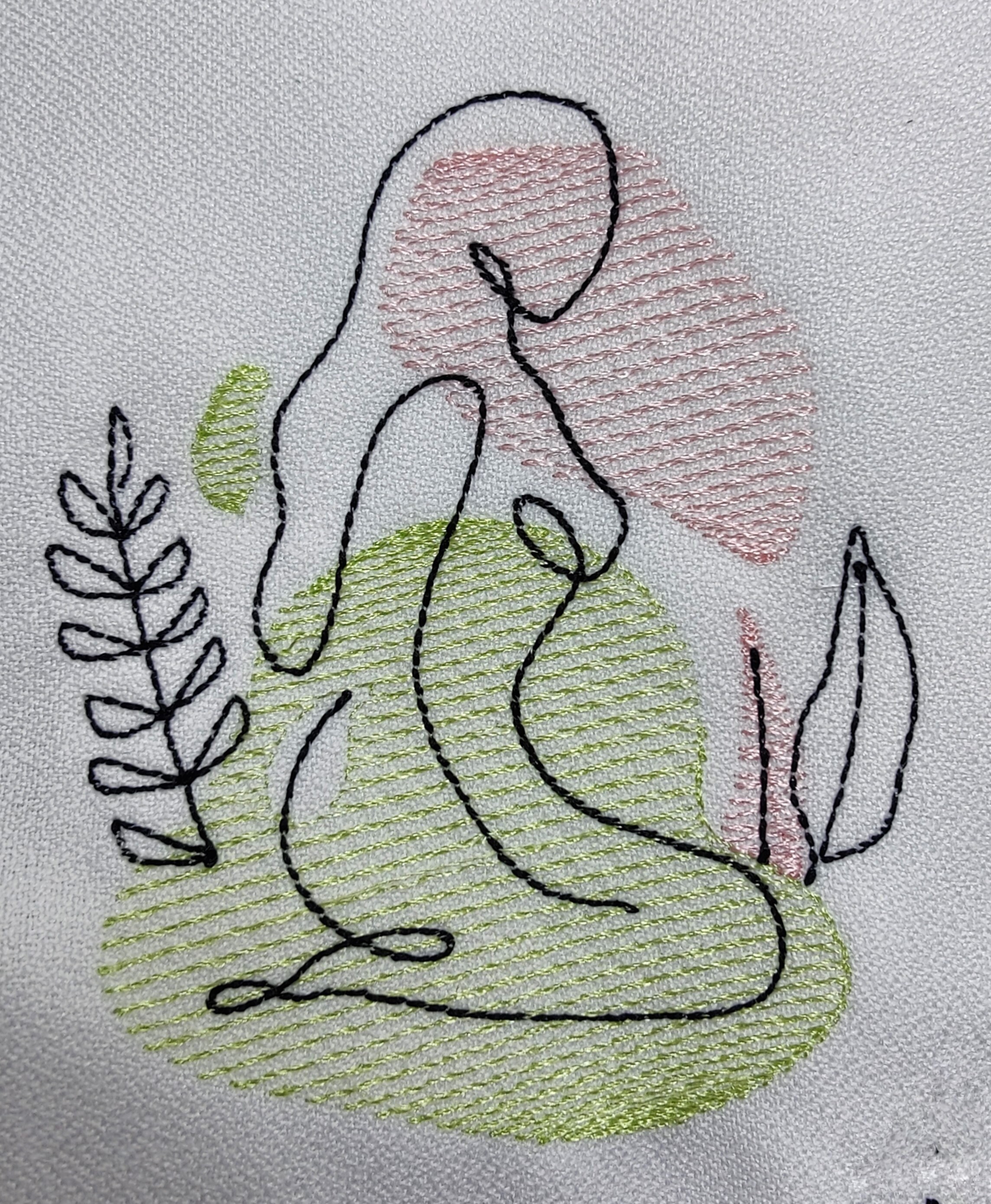 Continuous Line Embroidery Design, Woman Kneeling Sketch Embroidery ...