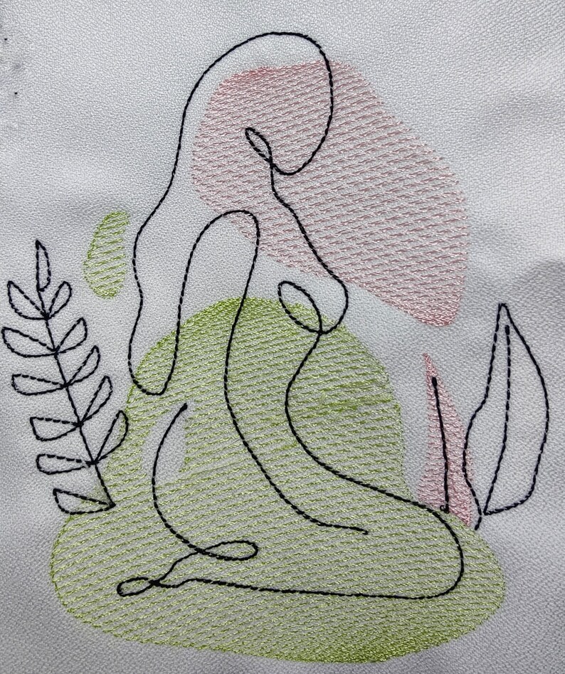 Continuous Line Embroidery Design, Woman Kneeling Sketch Embroidery ...