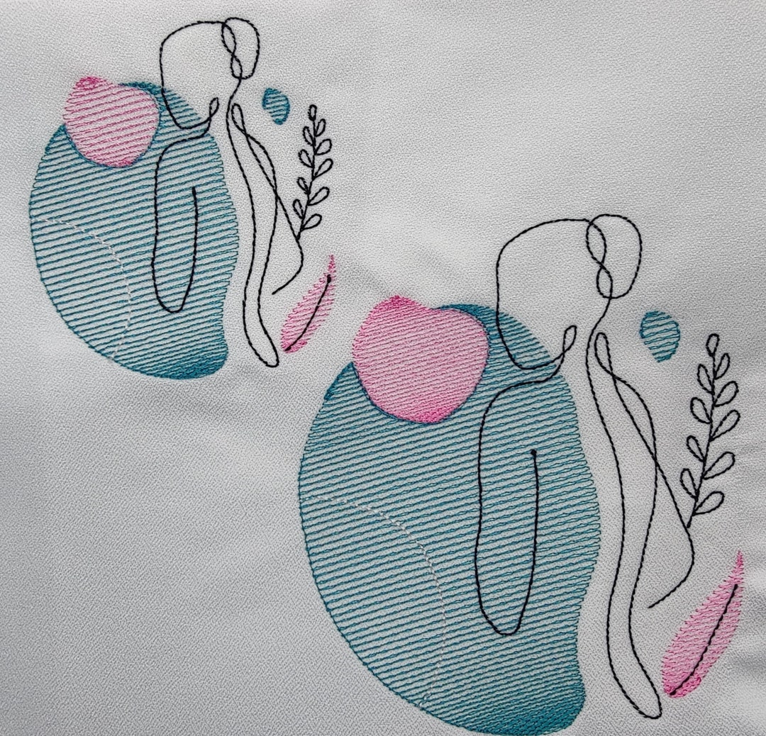 Continuous Line Embroidery Design, Woman's Back Sketch Embroidery ...