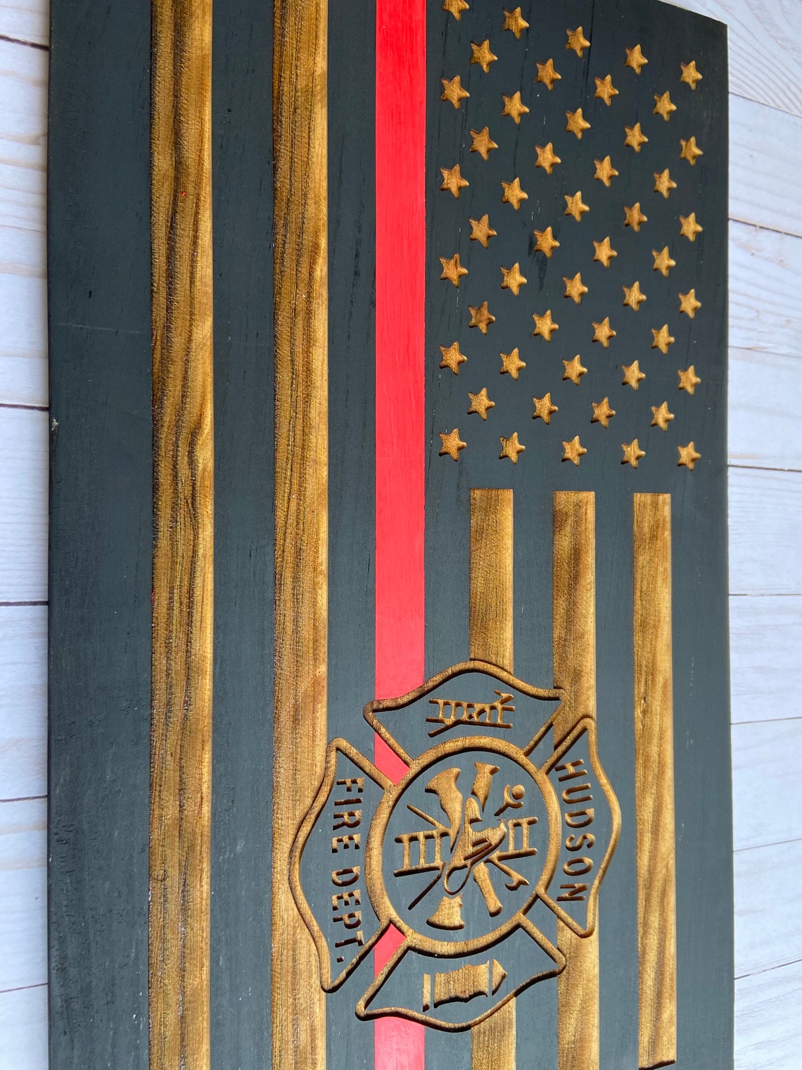 Fire Dept Flag Wood Flag Wood Fire Dept Flag Custom Fire | Etsy