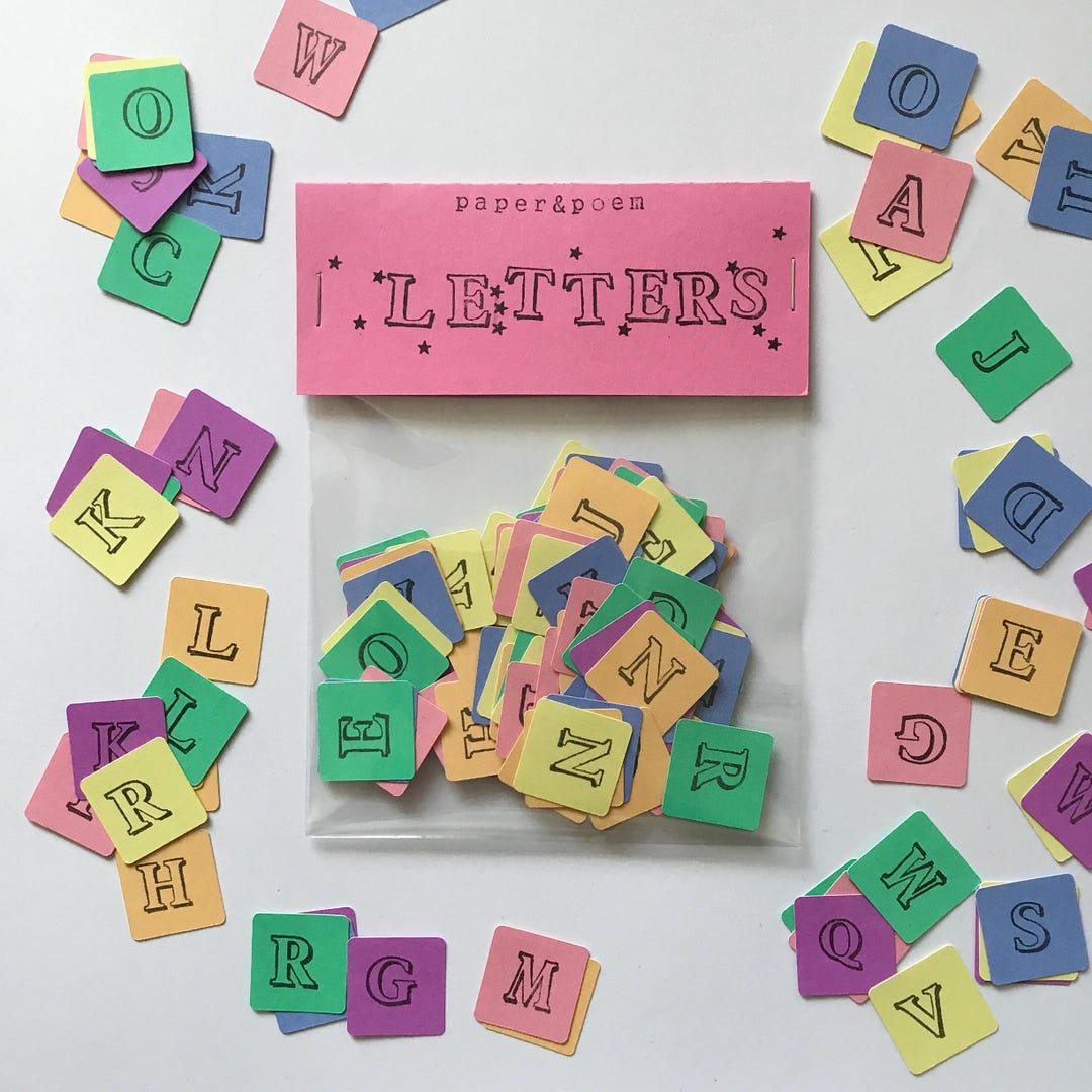 Alphabet Letters Paper Pack / Bright Colour Hand-stamped Paper Letter ...