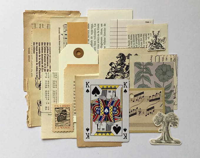 Mini Grab Bag, Collage Kit, Neutral and Vintage Paper Ephemera Pack, 20 ...