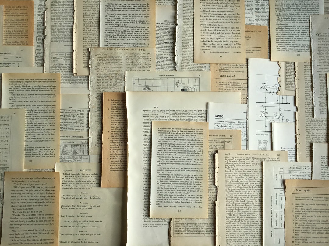 CLEARANCE Vintage English Book Pages 50 Genuine Old Book Pages Book ...