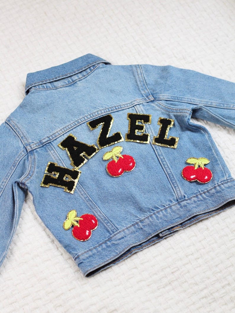 Chenille Letter Patch Jean Jacket for Toddler Name Jacket for Birthday ...