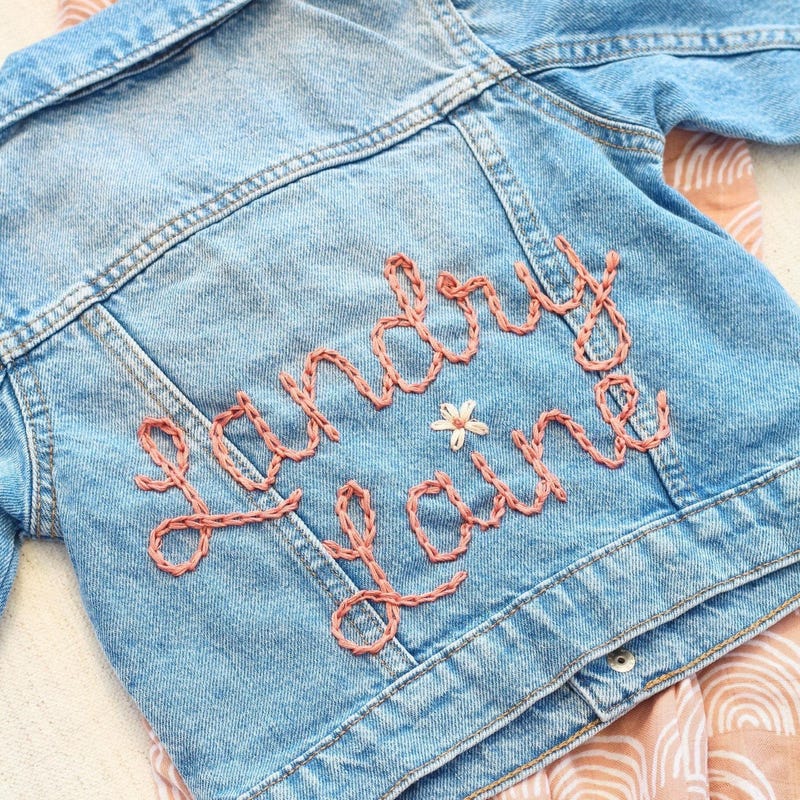 Hand Embroidered Jean Jacket - Etsy