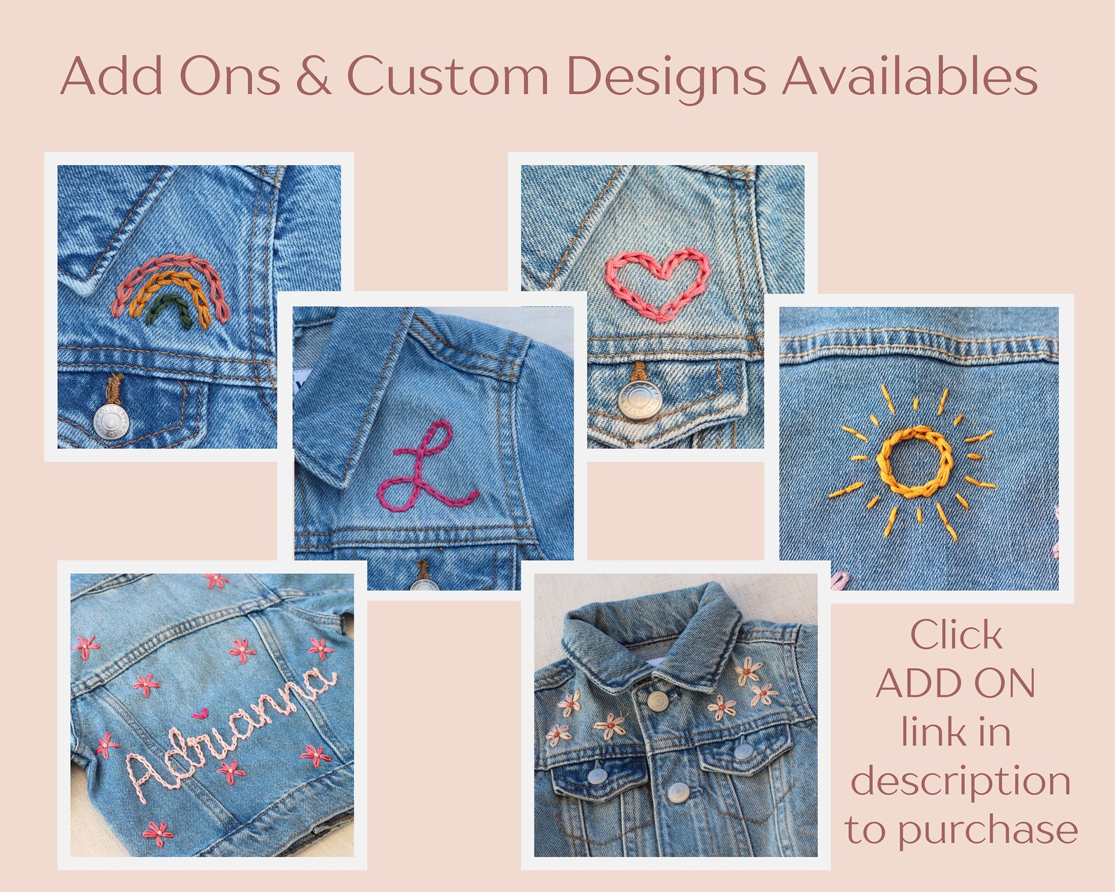 Custom Toddler Denim Jacket Hand Embroidered Baby Jacket Personalized ...