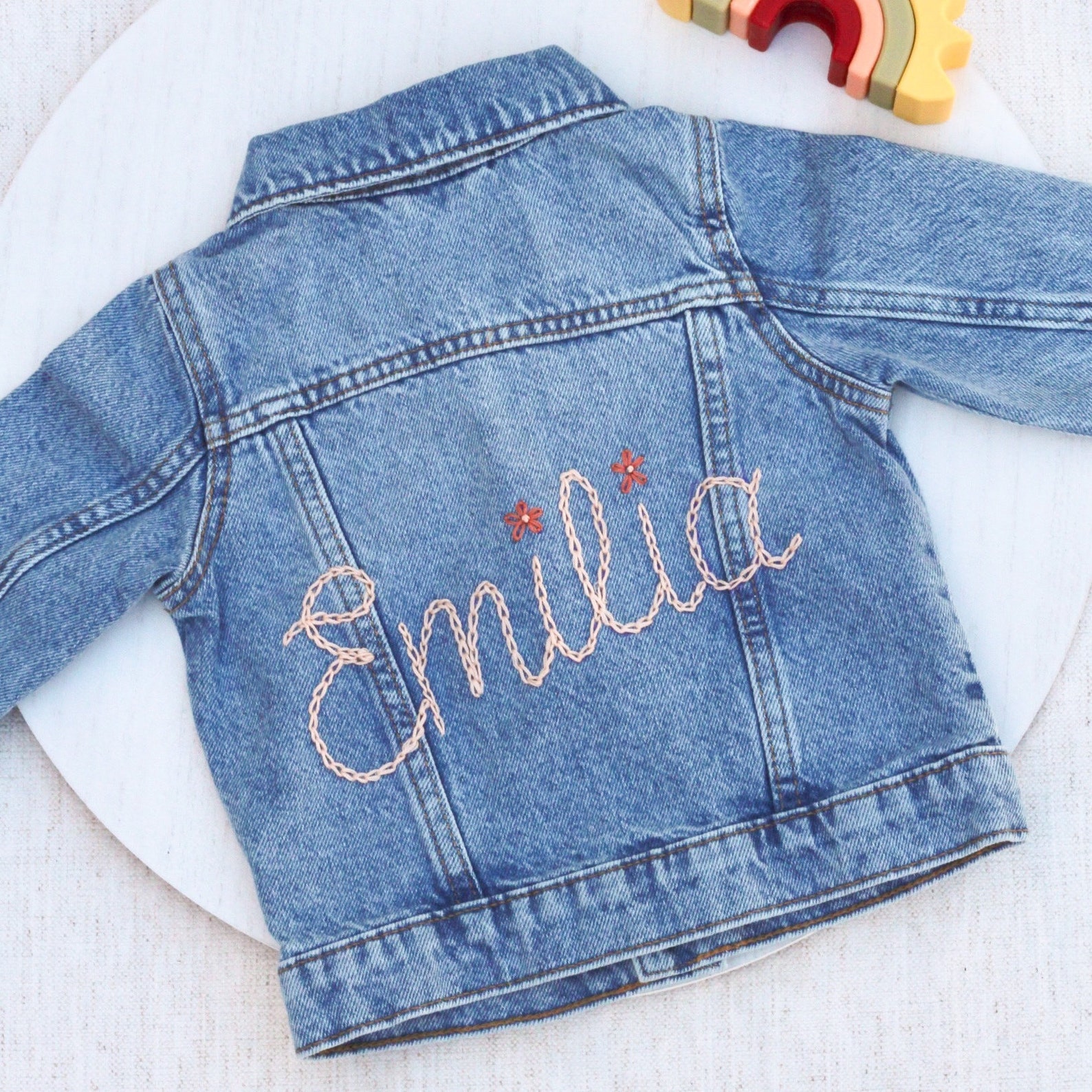 Custom Toddler Denim Jacket Hand Embroidered Baby Jacket Personalized ...