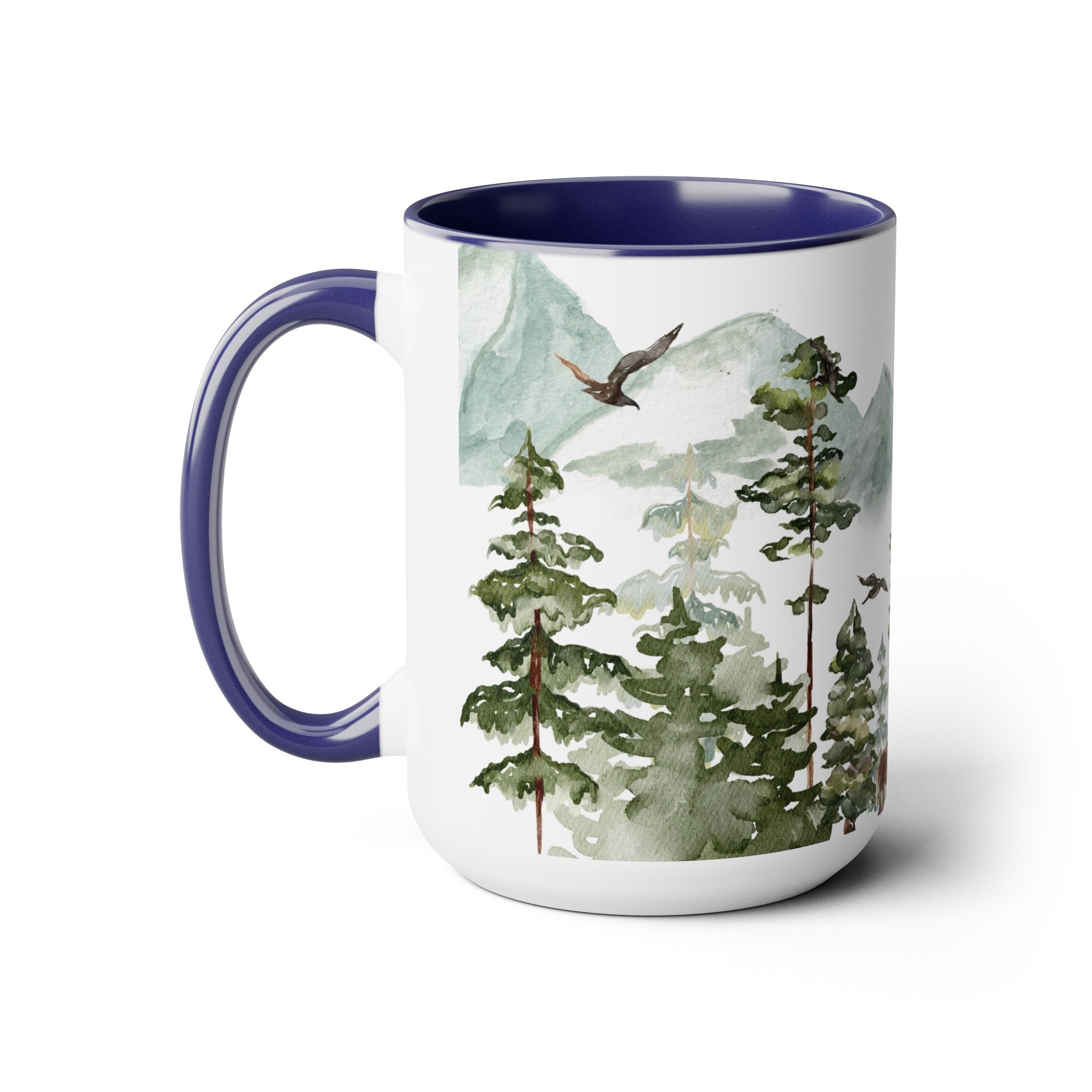 Watercolor Pine Trees Cup, Pine Tree Coffee Mug, Nature Coffee Mug ...