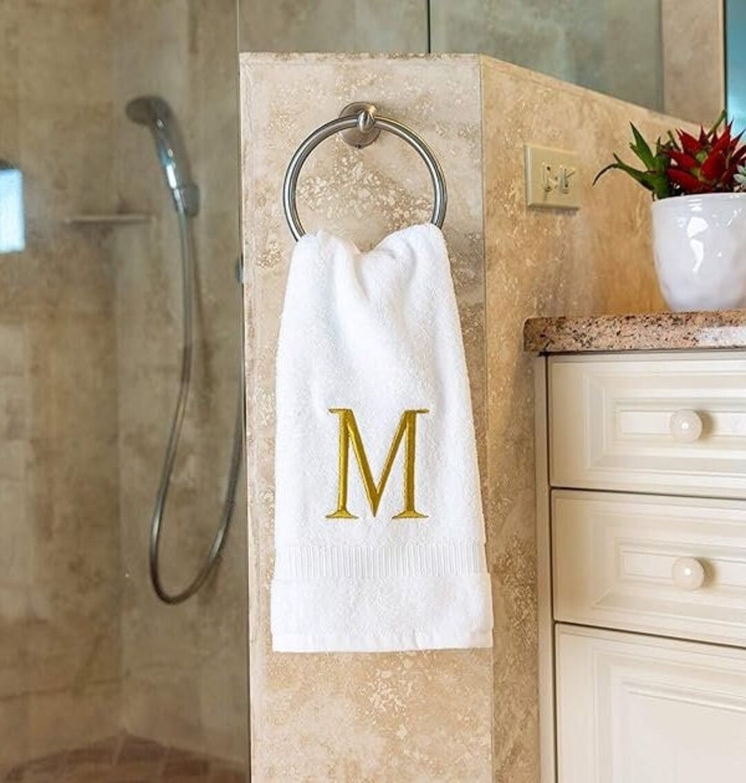 Custom Bathroom Hand Towel With Monogram, Luxury Embroidered Towels ...