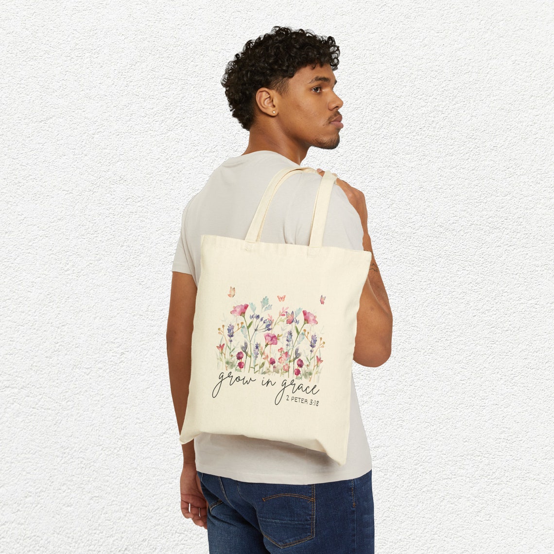 Bible Verse Tote Bag, Christian Floral Design, Cotton Canvas - Etsy
