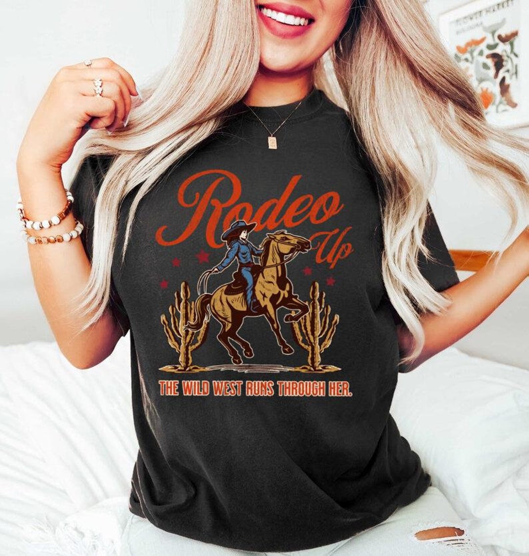 Retro Western Shirt, Vintage Cowgirl Tee, Rodeo Graphic Shirt, Country Western Tee, 90s Cowboy ...