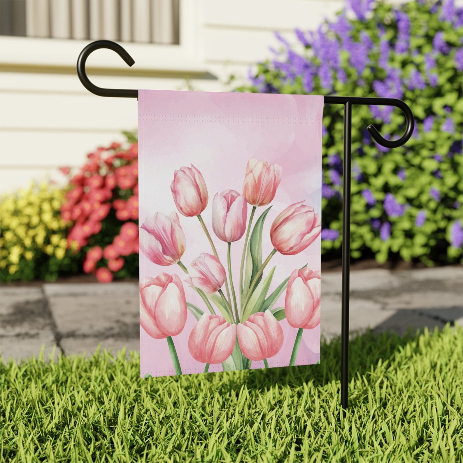 Garden Tulips Flag Banner, Tulips Flag, Tulips Banner, Floral Garden ...