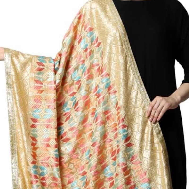 Peach Phulkari - Etsy UK