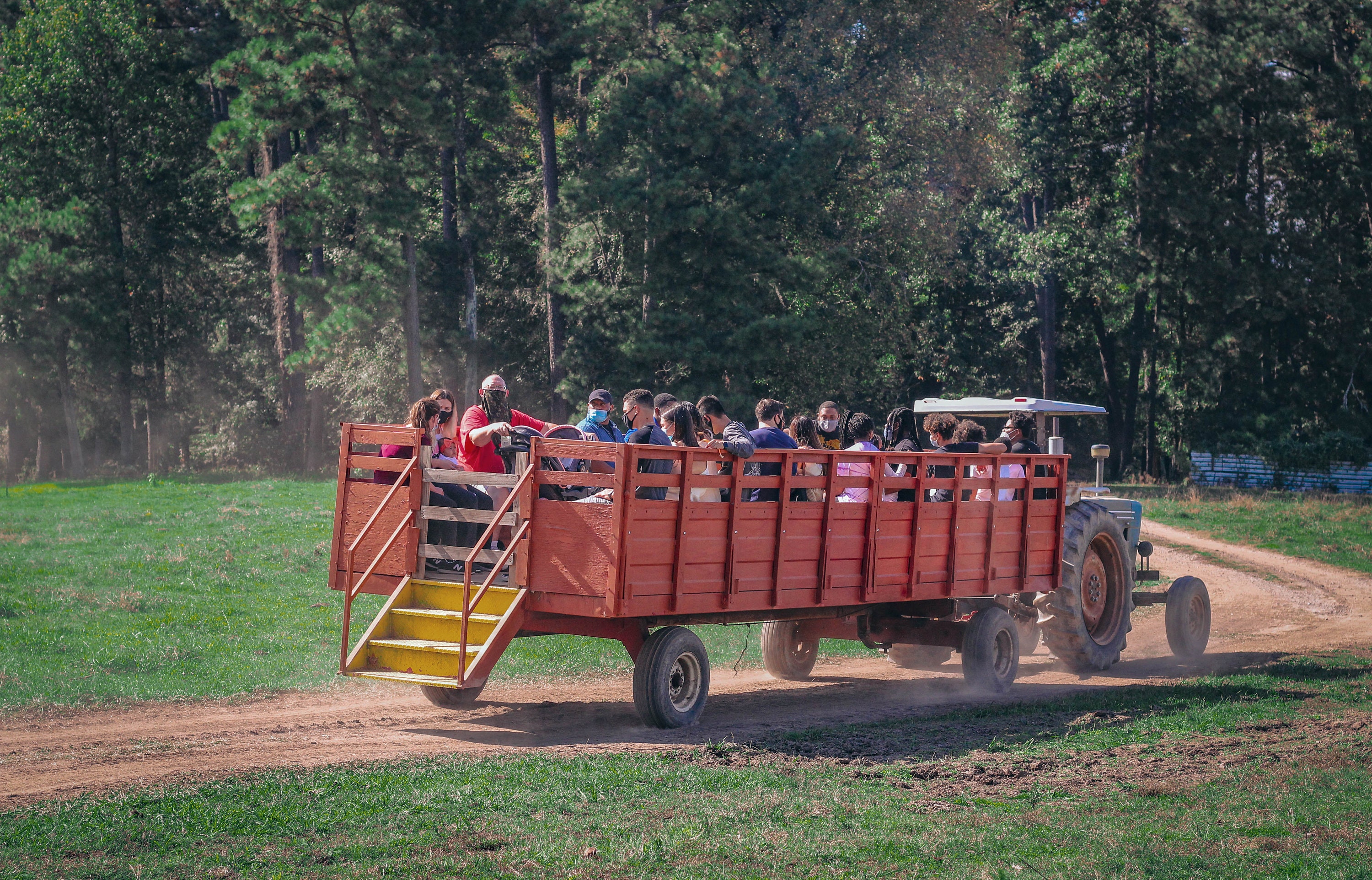 Tractor Hayride People Riding on a Hayride Red Wagon on a | Etsy