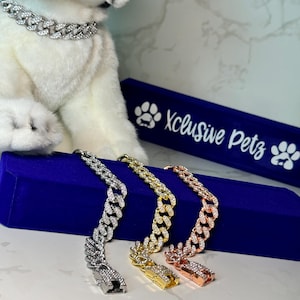 Cuban Link Dog Chain, Rose Gold Custom Pet Chain, Dog Gift, Dog Collar ...