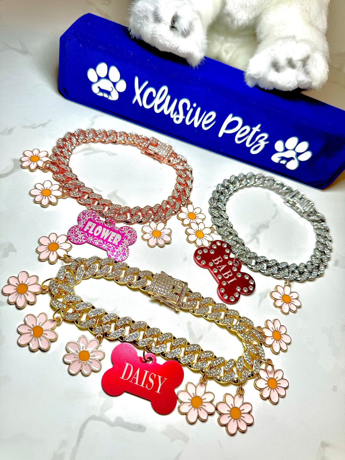 Cuban Link Dog Chain, Rose Gold Custom Pet Chain, Dog Gift, Dog Collar ...