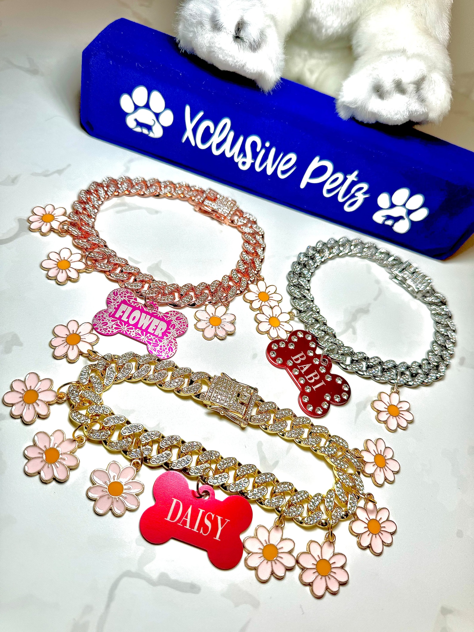 Cuban Link Dog Chain, Rose Gold Custom Pet Chain, Dog Gift, Dog Collar ...