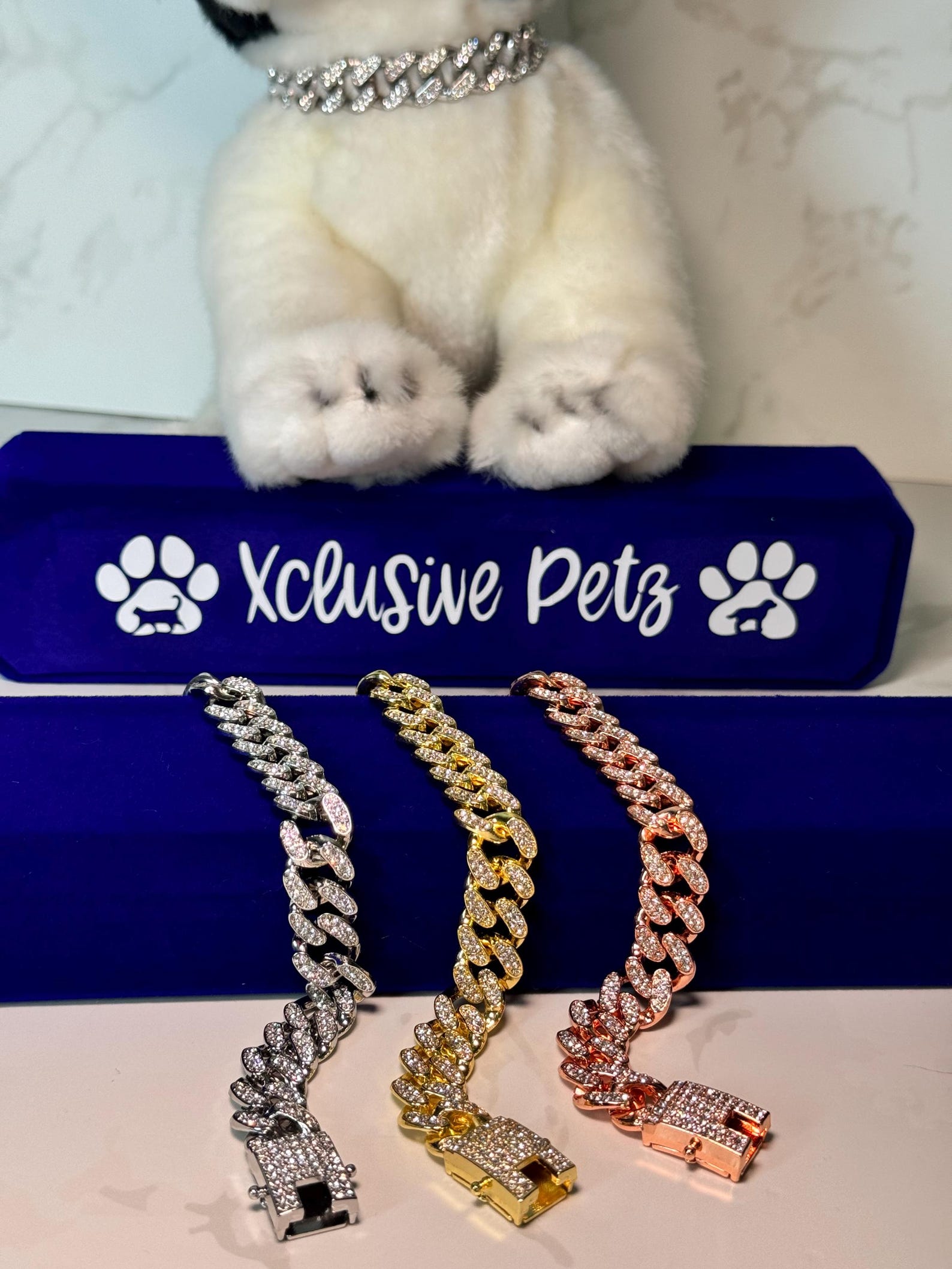 Cuban Link Dog Chain, Rose Gold Custom Pet Chain, Dog Gift, Dog Collar ...
