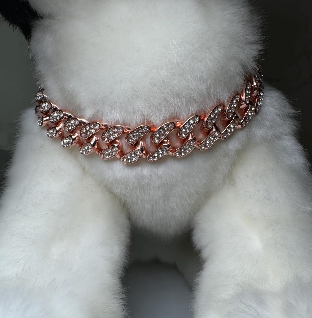 Cuban Link Dog Chain, Rose Gold Custom Pet Chain, Dog Gift, Dog Collar ...