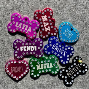Engraved Dog Tag Dog Tag Personalized Rhinestone Bone Tag Rhinestones ...