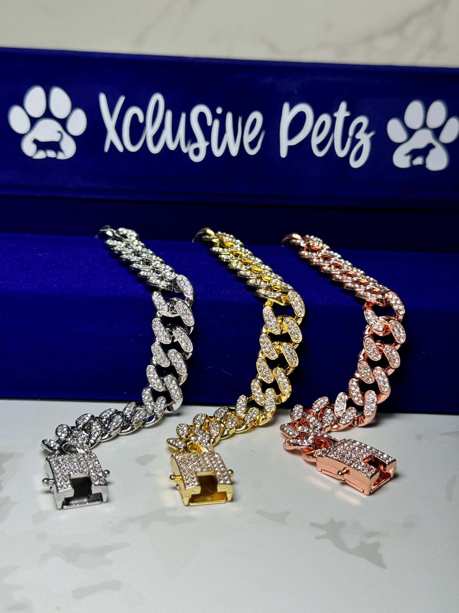 Cuban Link Dog Chain, Rose Gold Custom Pet Chain, Dog Gift, Dog Collar ...