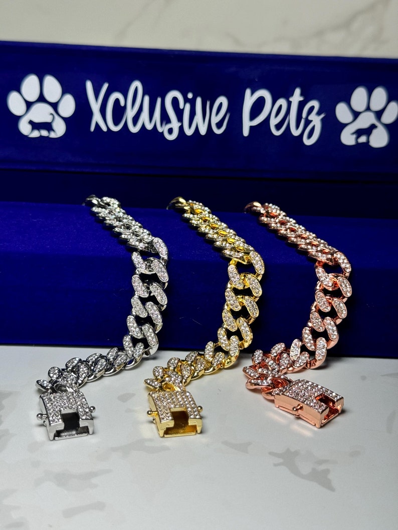 Cuban Link Dog Chain, Rose Gold Custom Pet Chain, Dog Gift, Dog Collar ...