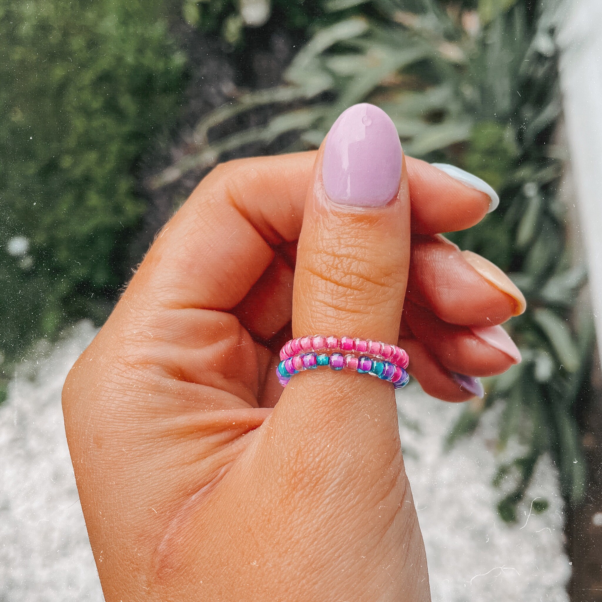 Pink ring seed bead ring cute rings summer jewelry | Etsy
