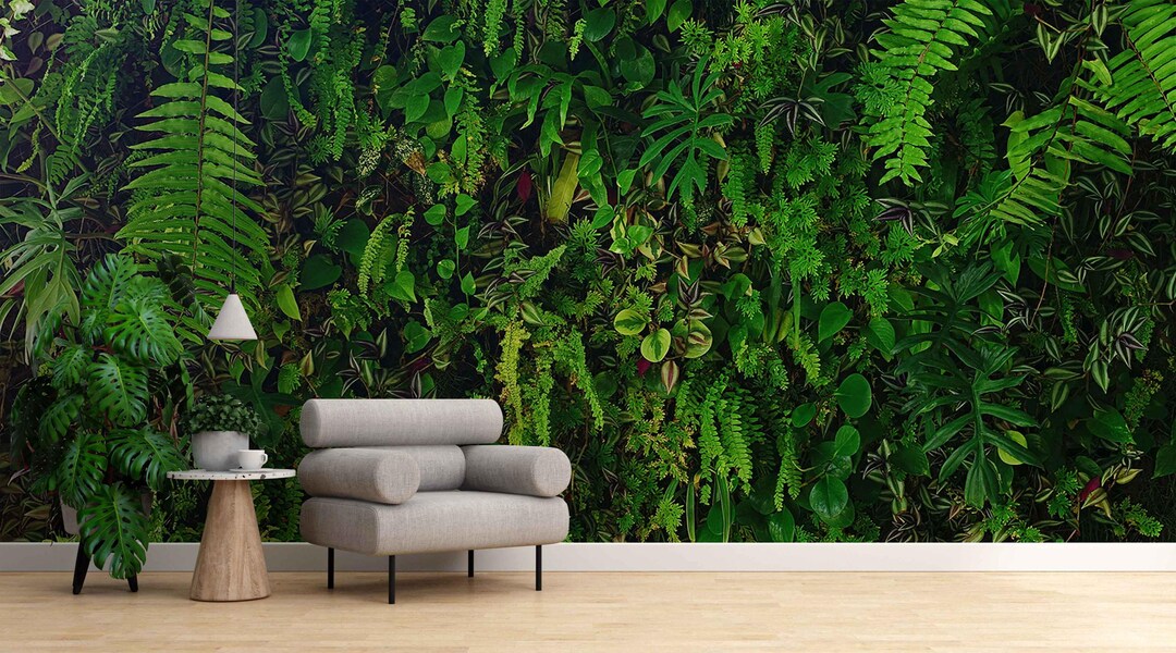 Lush Greenery Wallpaper 61 Vertical Garden Peel and Stick Wall Mural ...