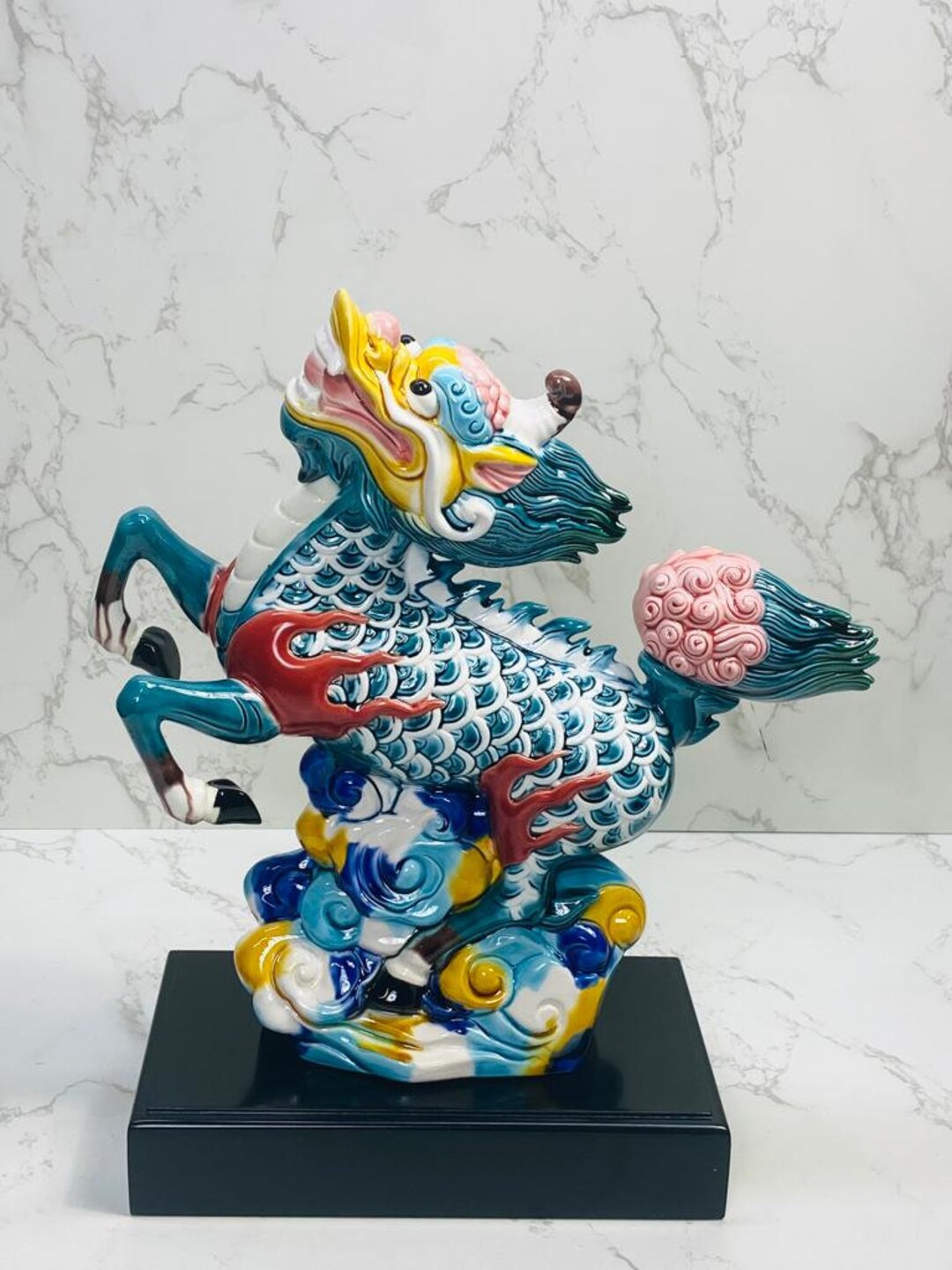 Qilin Statue on Podium Ceramic Statue of the Miraculous - Etsy