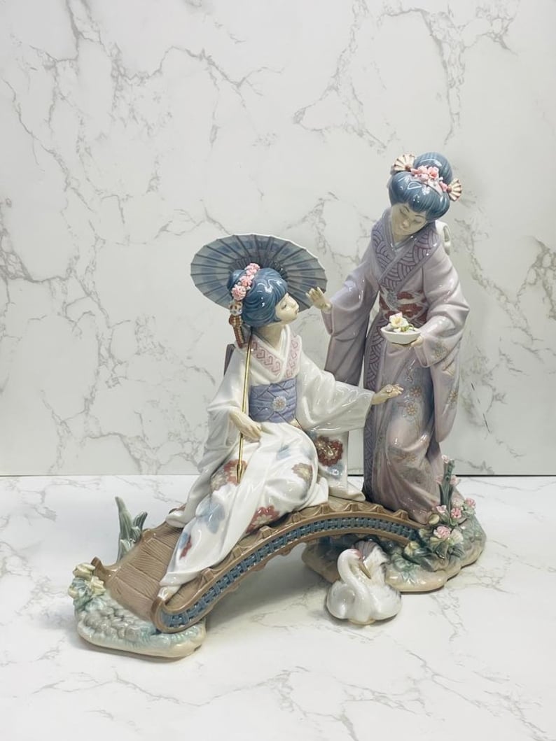 Lladro 1445 SPRINGTIME IN JAPAN Girls Bridge Porcelain Figurine Rare - Etsy