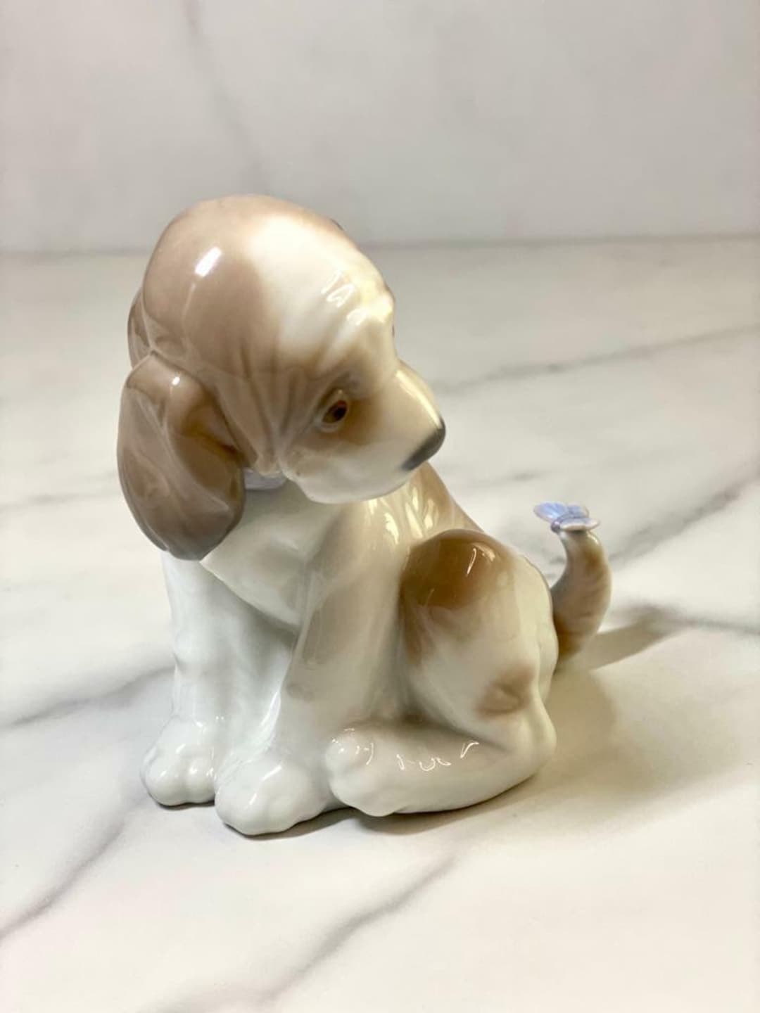 Lladro Gentle Surprise Figurine Puppy With Butterfly on Tail Glossy ...