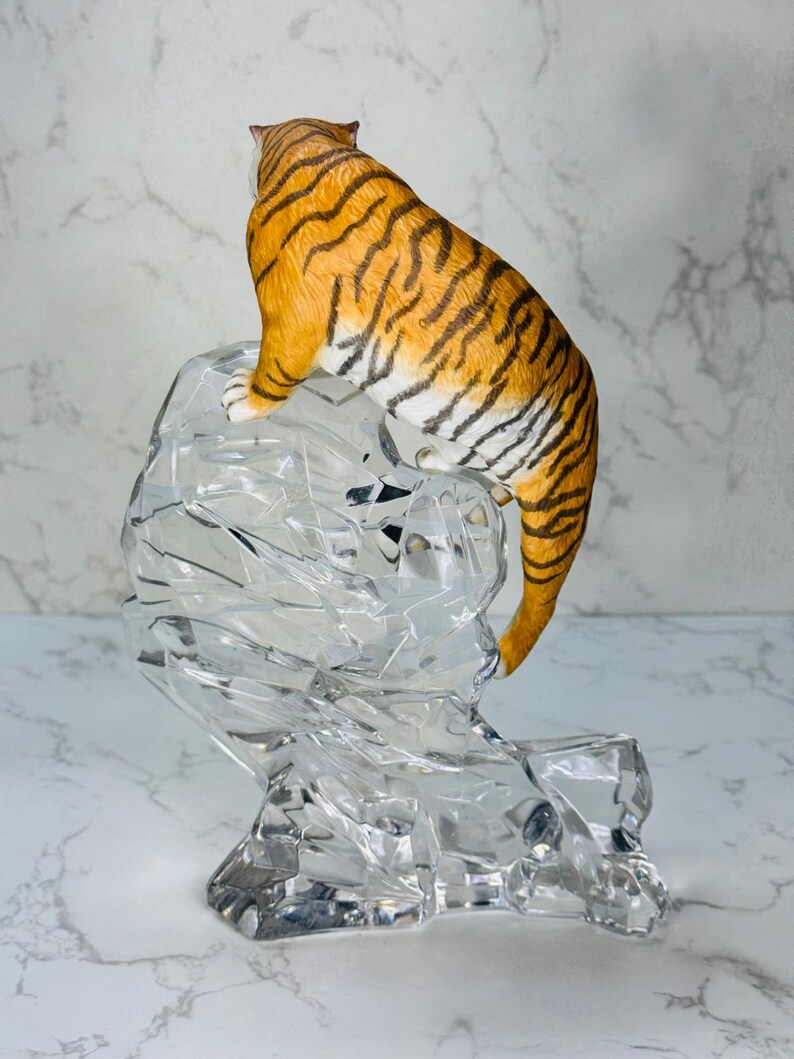 Franklin Mint Tiger Crystal & Porcelain Sculpture - Etsy