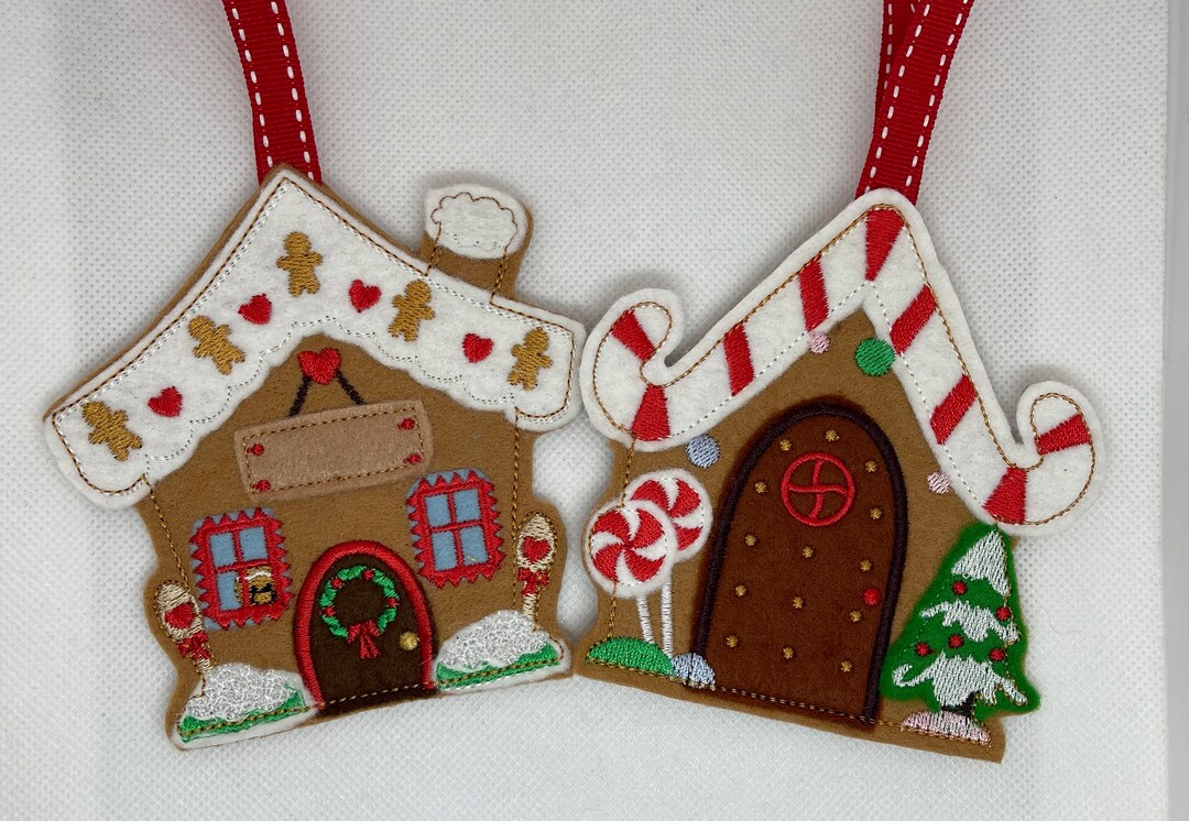 Gingerbread House Candy Cane Cottage Hanging Decoration - Etsy