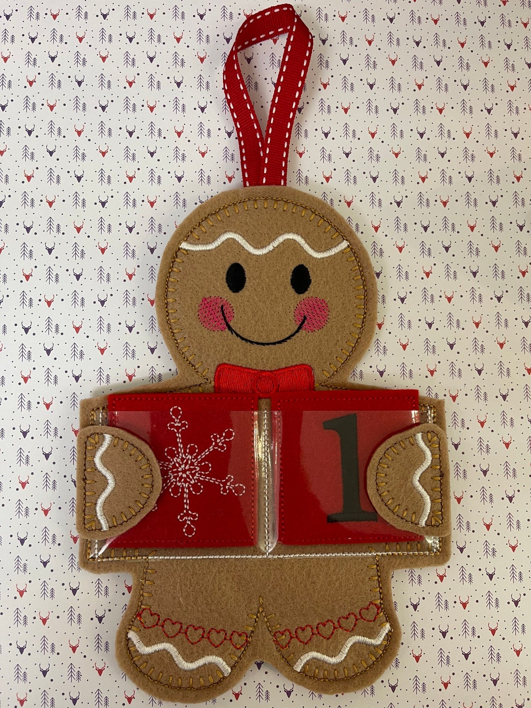 Christmas Countdown Gingerbread Man Calendar, Handmade, Christmas ...
