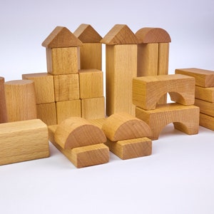 29 Wooden Blocks Set, Eco Building Blocks, Montessori Toys, Baby Shower ...
