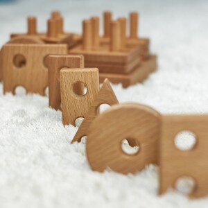 Wooden Sorting & Stacking Toy, Handcrafted Shape Sorter Toy, Montessori ...
