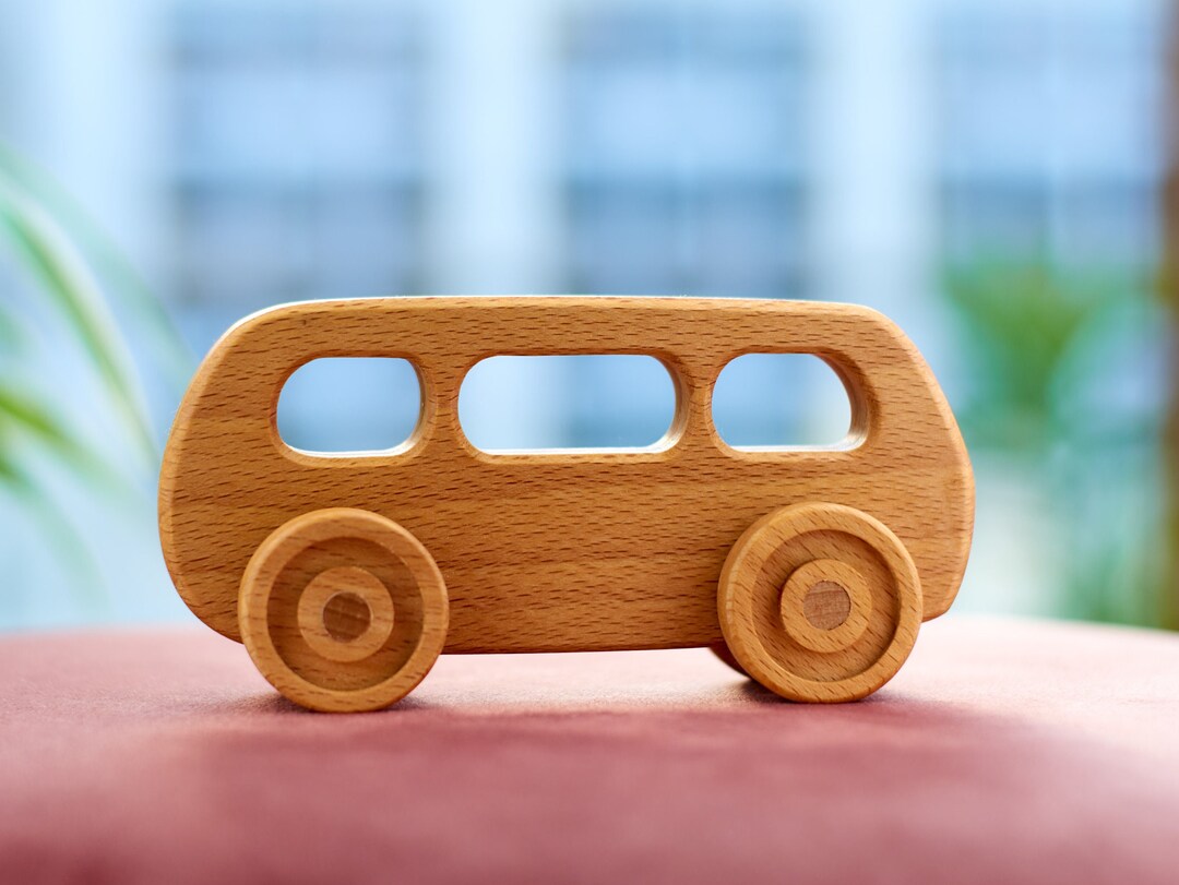Handmade Wooden Bus Toy: Montessori Push Car, Eco-friendly Beechwood - Etsy