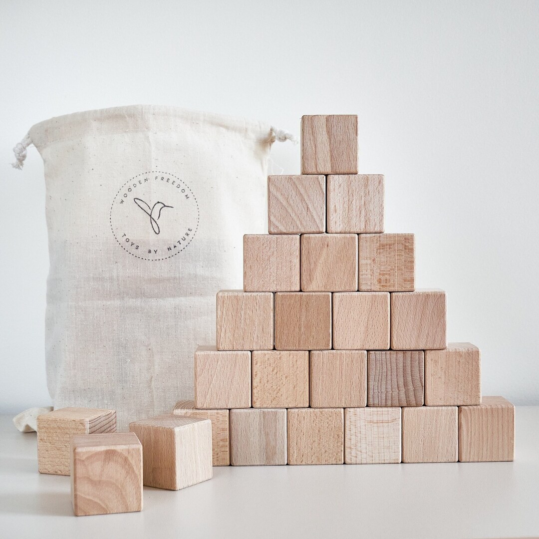 Wooden Building Blocks Set for Kids, Montessori Educational Toy ...