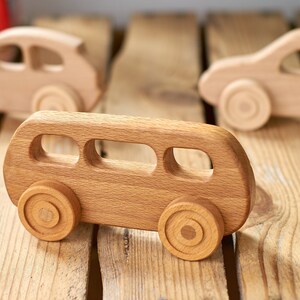 Wooden Toy Car, Push Car, Wooden Bus Toy, Handmade Push Toy, Toddler ...