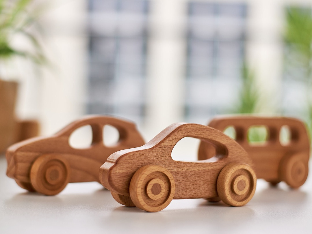Handmade Beech Wood Toy Car Set: Montessori Push Vehicles - Etsy